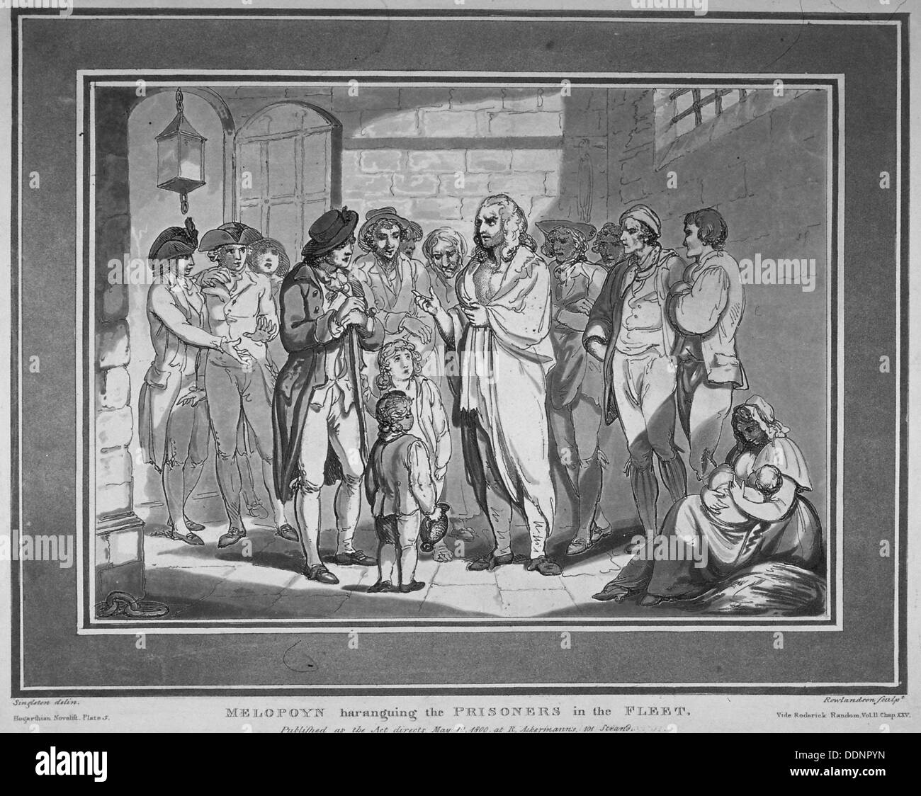 'Melopoyn haranguing the prisoners in the Fleet', 1800. Artist: Thomas ...