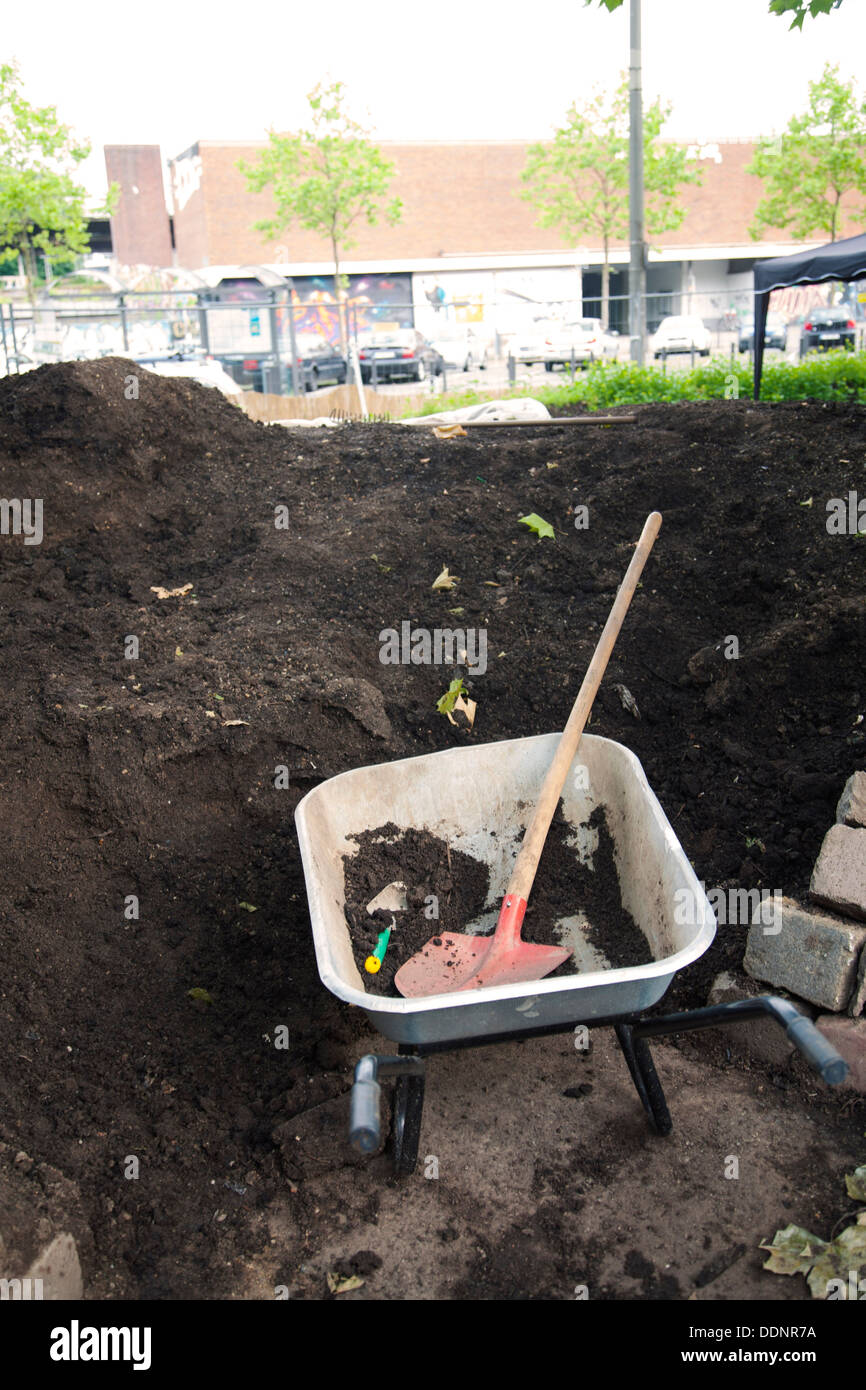 Vegetable garden composting allotment garden scene hi-res stock ...