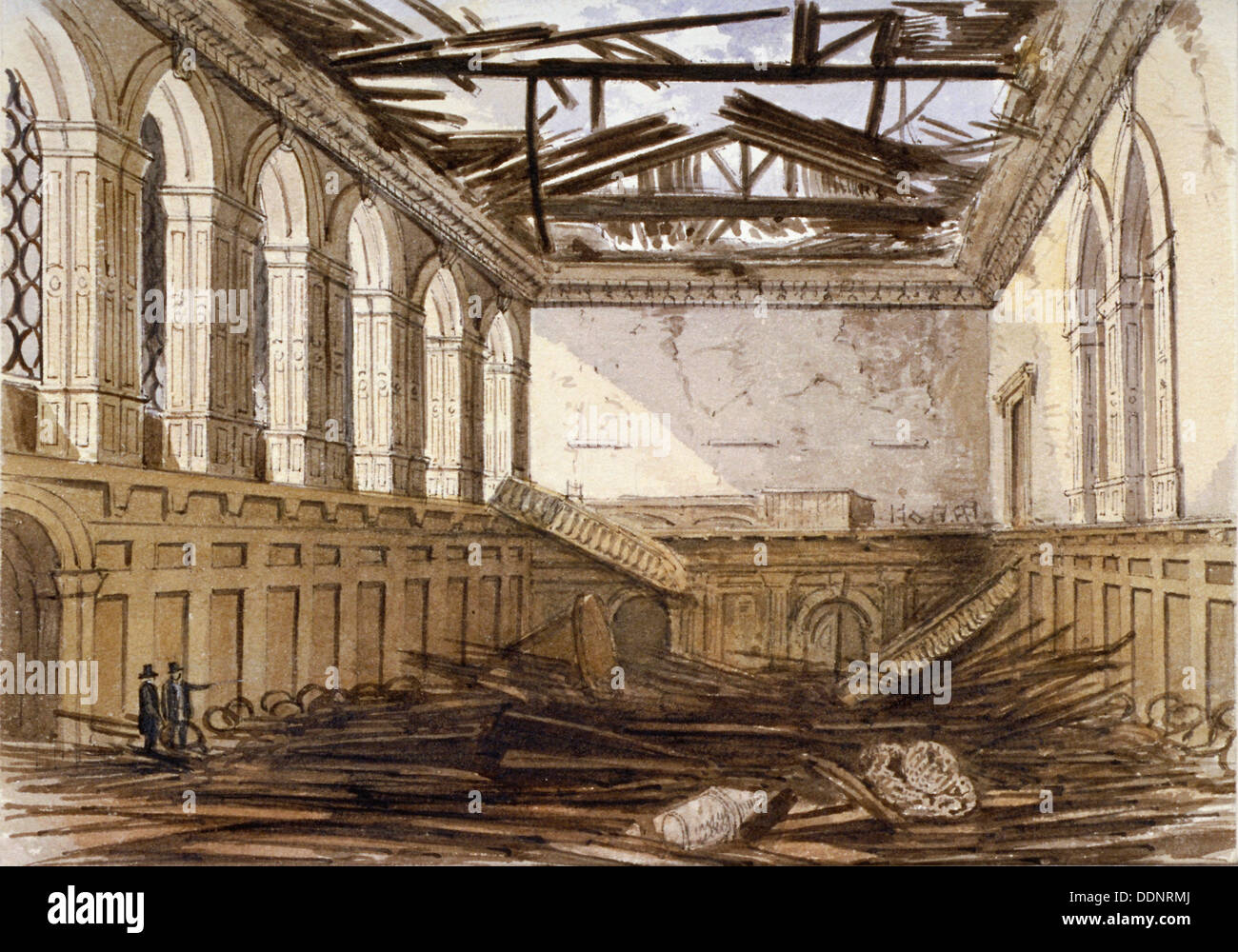Ruins of the banqueting hall of Haberdashers' Hall, City of London ...