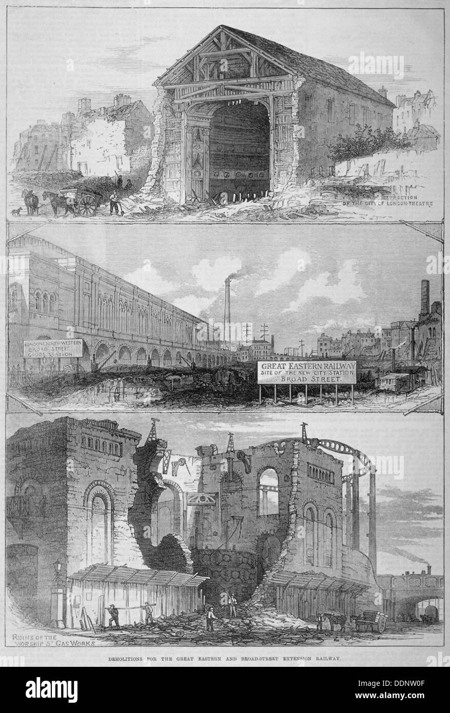 Demolitions for the Broad Street Extension of the Great Eastern Railway ...