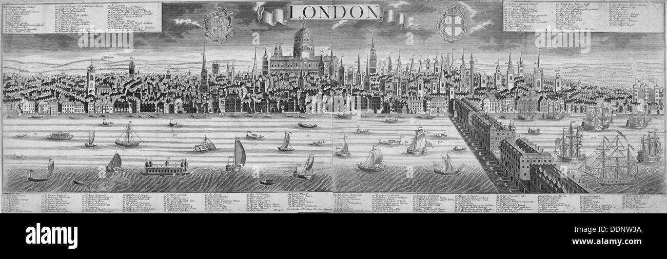 The City of London and the River Thames, 1710. Artist: Anon Stock Photo ...