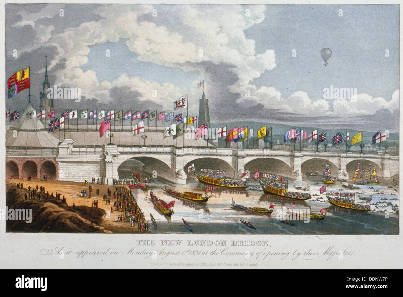 Opening ceremony of the new London Bridge, 1831. Artist: Anon Stock ...