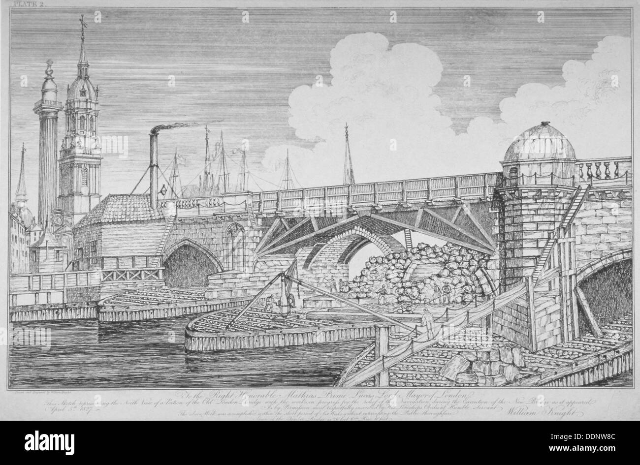 London Bridge, 1826. Artist: William Knight Stock Photo - Alamy