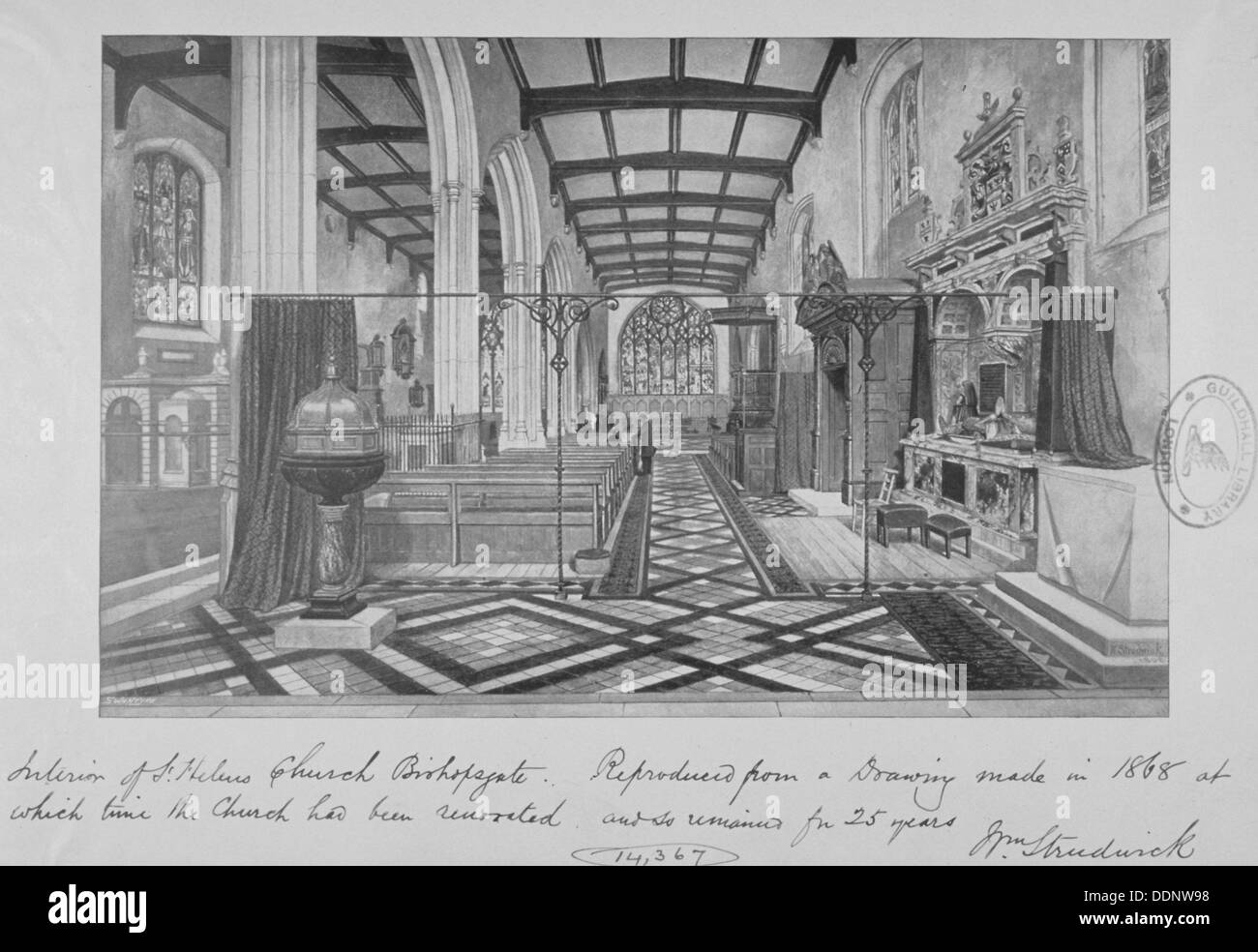 Interior of the Church of St Helen, Bishopsgate, City of London, 1870 ...