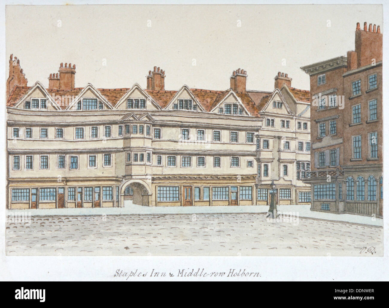 View of Staple Inn and the buildings of Middle Row in the centre of ...