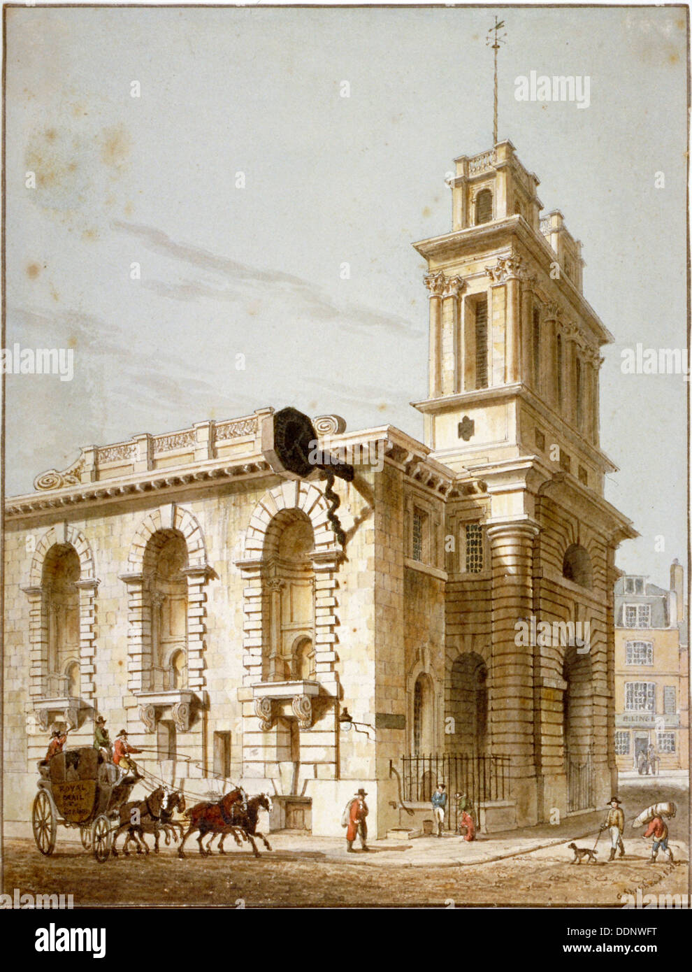 North-west view of the Church of St Mary Woolnoth, City of London, 1812 ...
