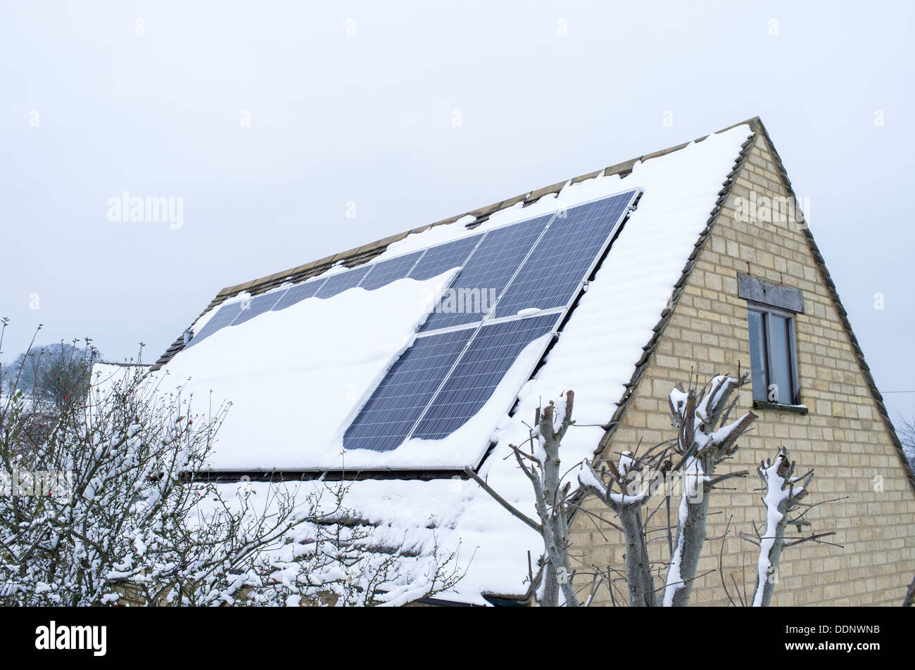 Soler panels in winter near Snowshill the Cotswolds, Worcestershire ...