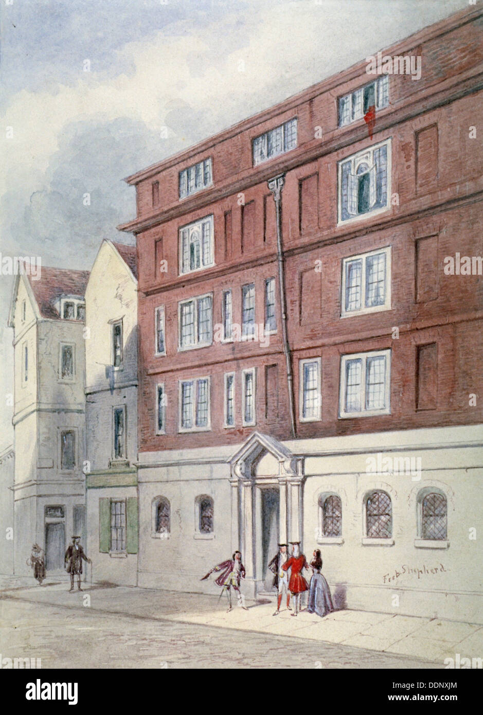 Residence of Titus Oates, Oat Lane, City of London, 1845. Artist ...