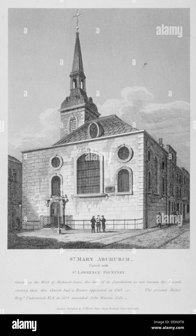 Church of St Mary Abchurch, City of London, 1812. Artist: Joseph ...