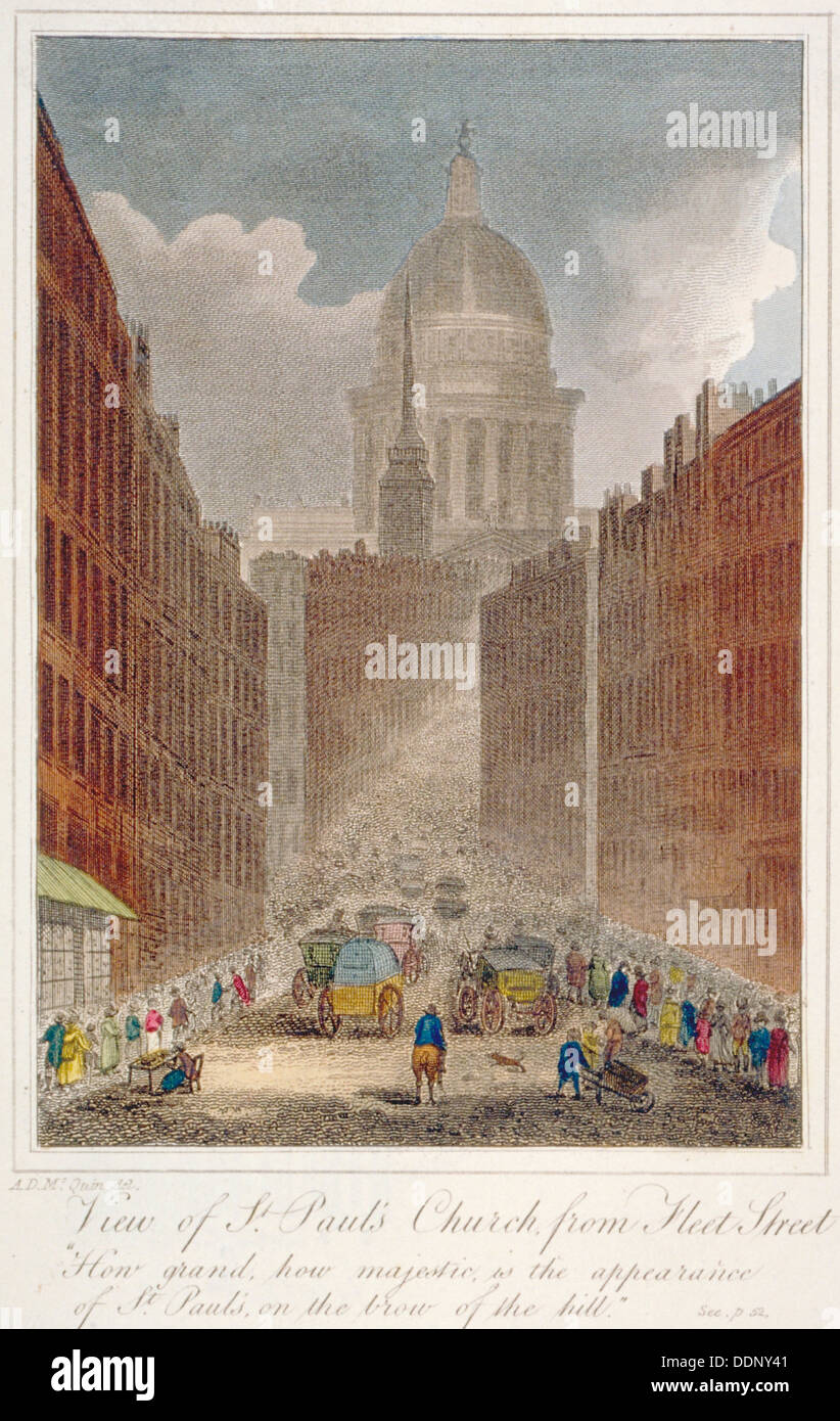 View along Fleet Street towards St Paul's Cathedral, City of London ...