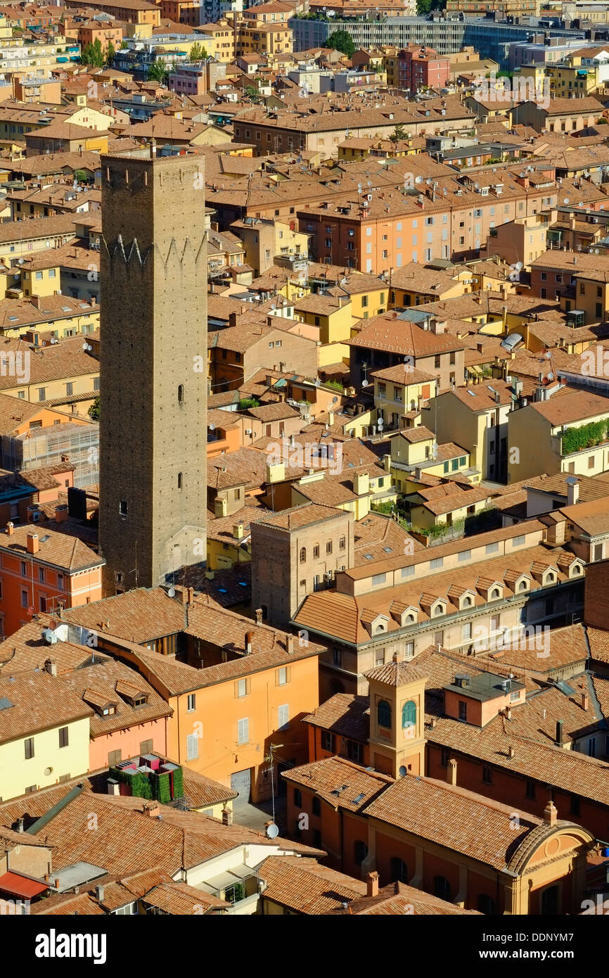 Italy, Emilia-Romagna, Bologna, cityscape on the towers of the town ...