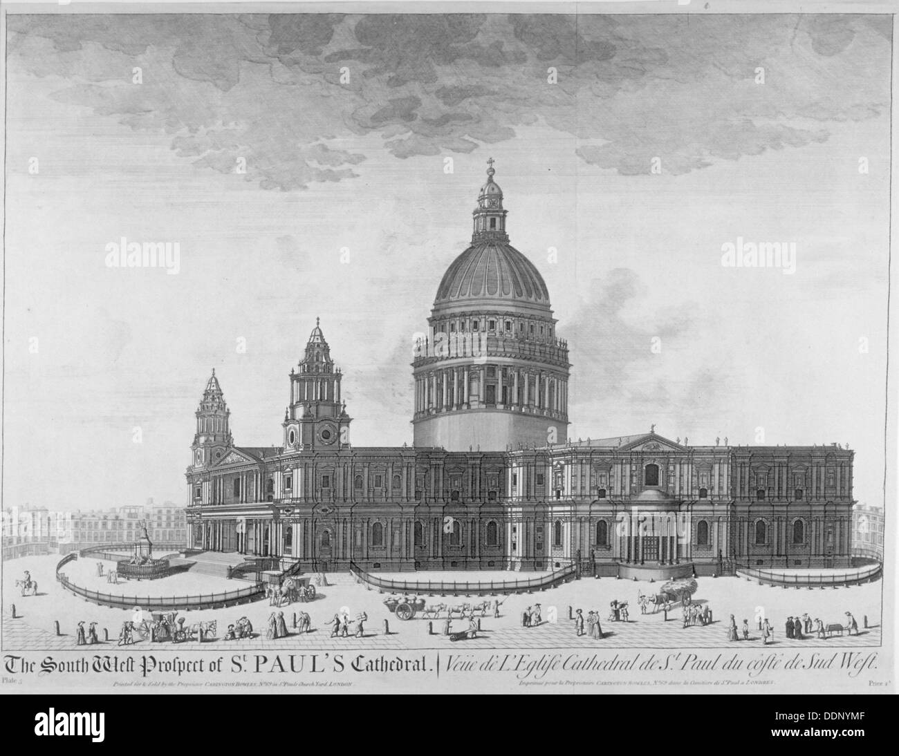 South-west view of St Paul's Cathedral, City of London, 1750. Artist ...