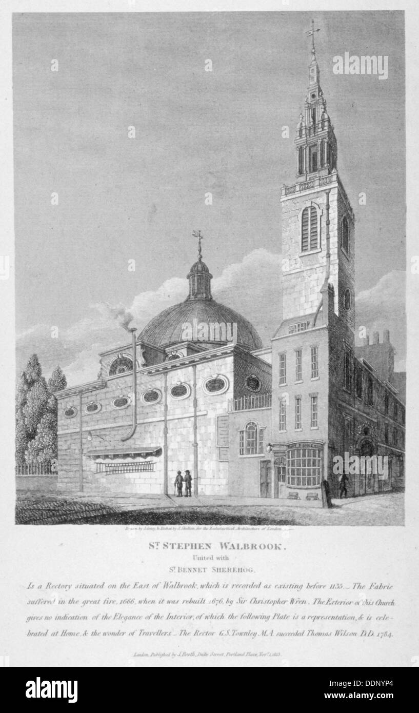 North-west view of the Church of St Stephen Walbrook, City of London ...