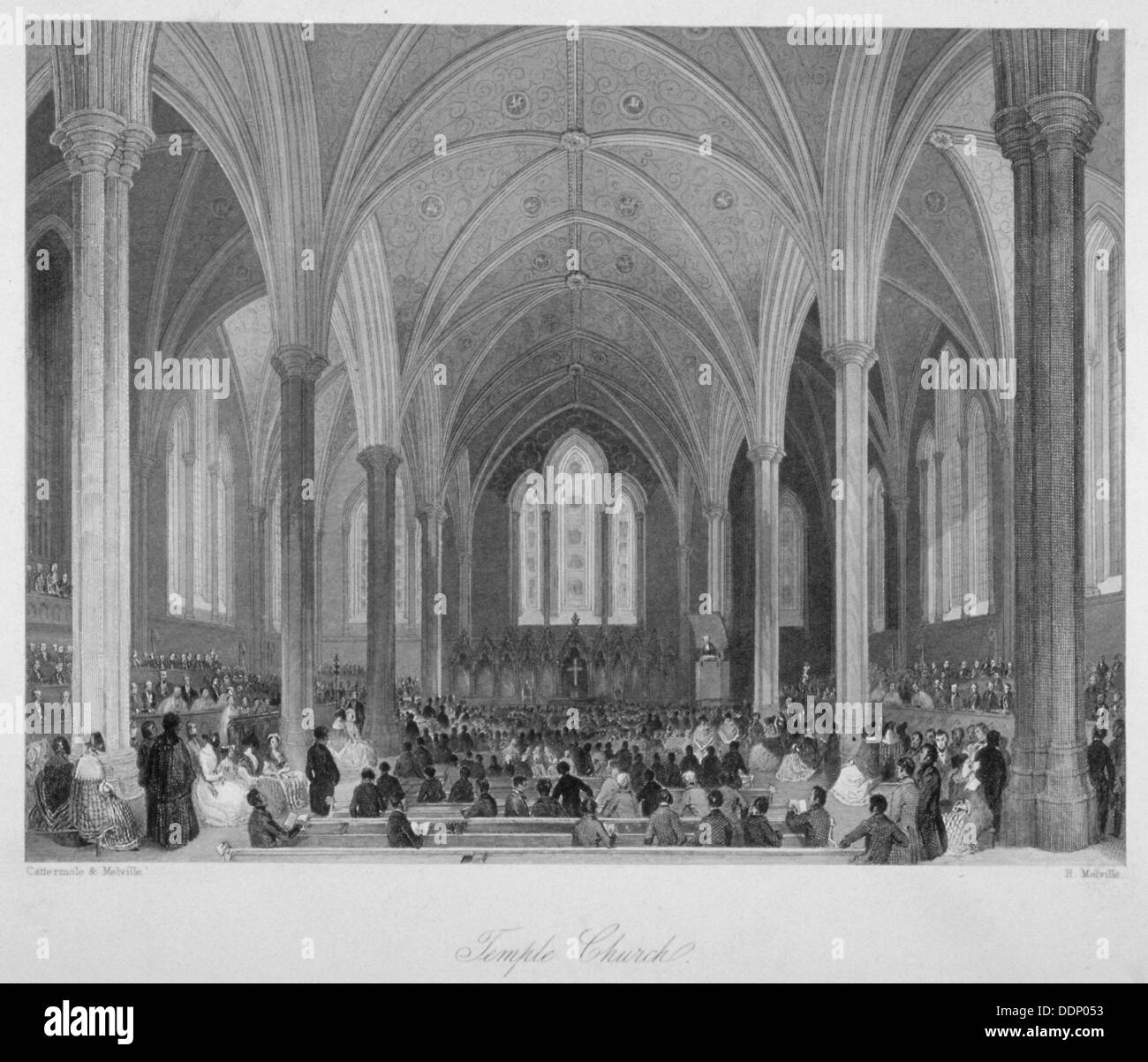 Temple church london engraving hi-res stock photography and images - Alamy