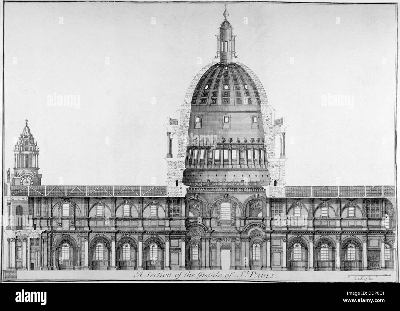 Longitudinal section of St Paul's Cathedral, City of London, 1720 ...