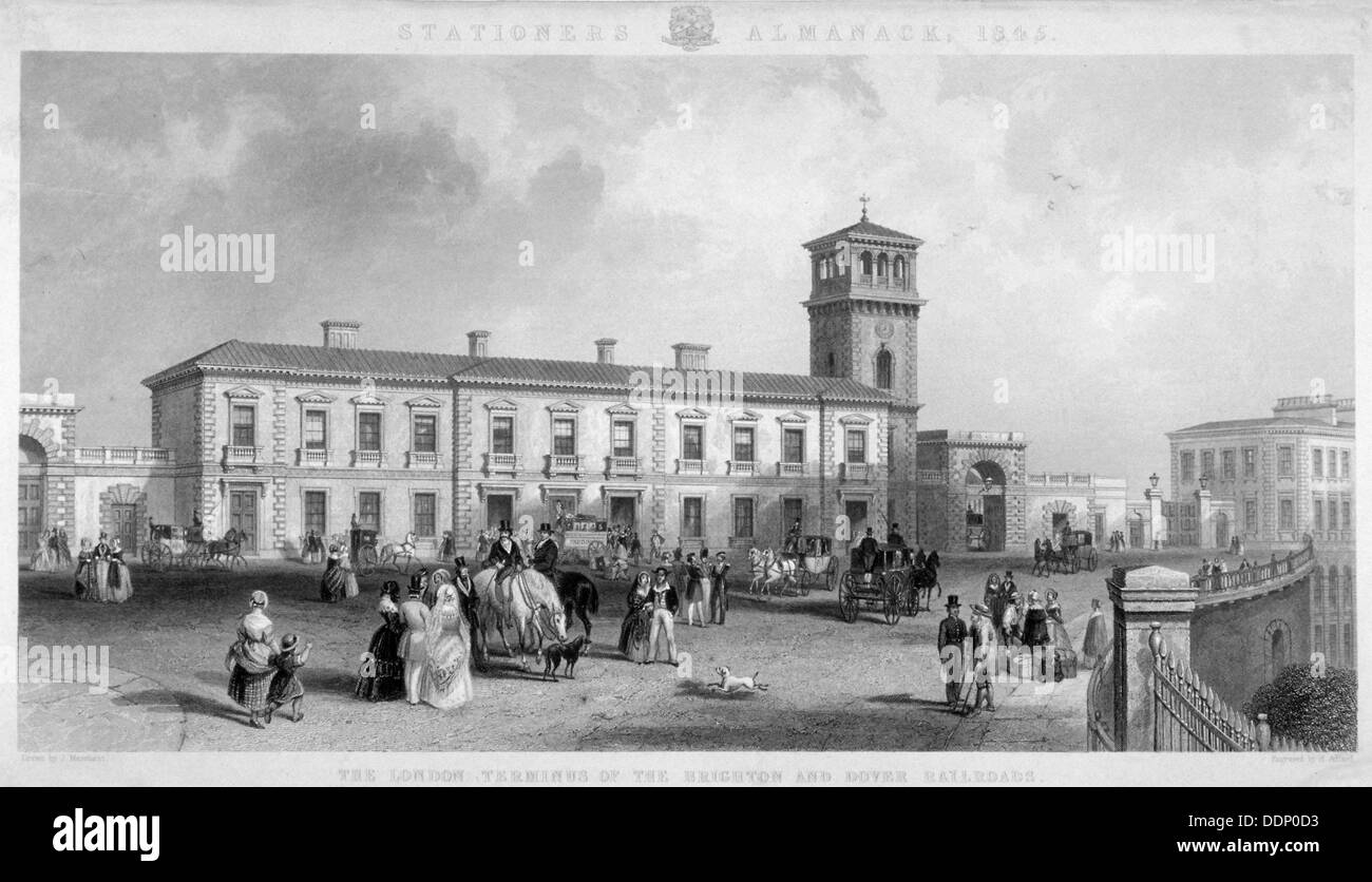 View of the London Bridge Station, Bermondsey, London, 1845. Artist ...