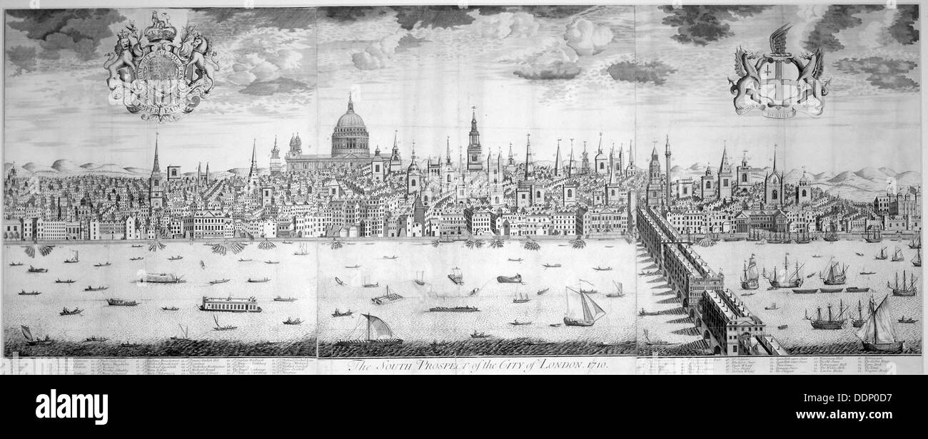 Panorama of the City of London, 1710. Artist: Anon Stock Photo - Alamy