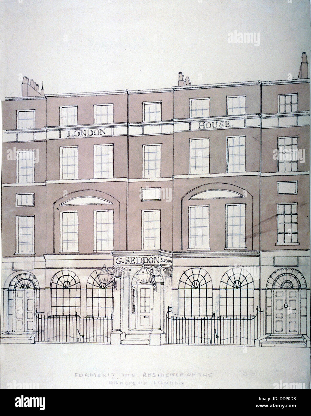 Front view of London House, Aldersgate Street, City of London, 1839 ...