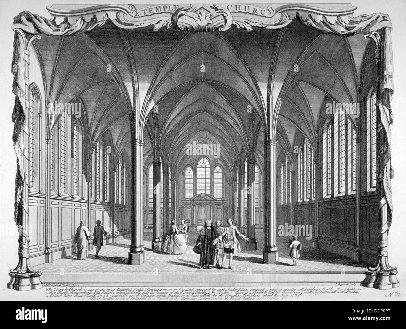 Interior view of Temple Church, City of London, 1750. Artist: John ...