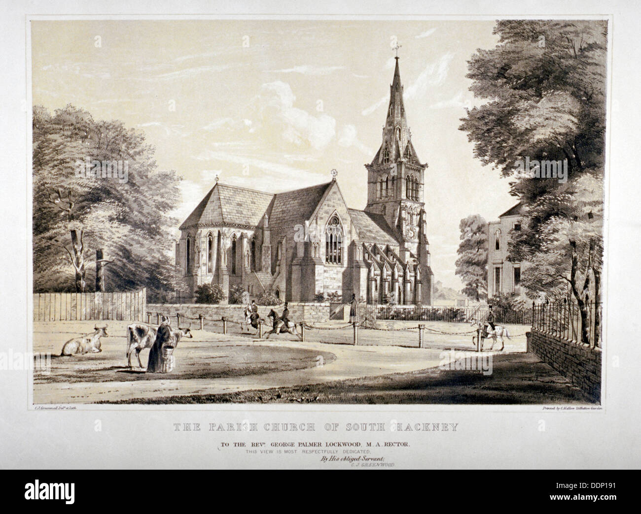 Church of of St John of Jerusalem, Hackney, London, c1850. Artist: CJ ...