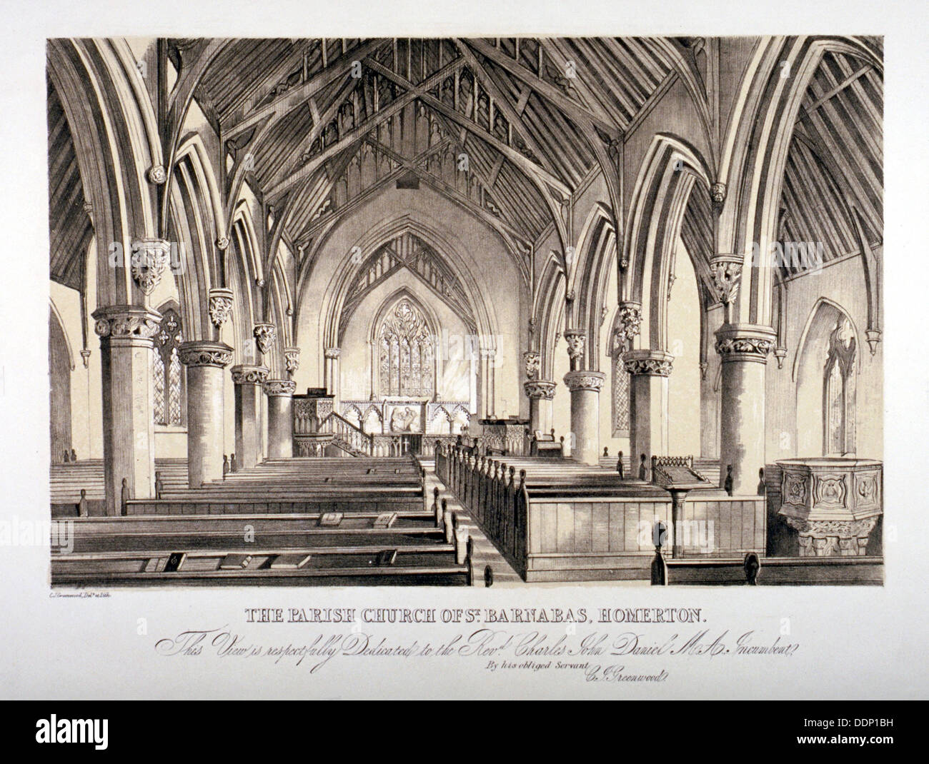 Interior view of St Barnabas Church, Homerton, Hackney, London, c1850 ...