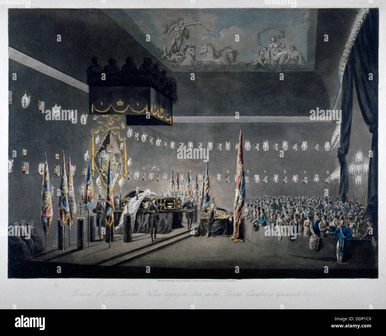 Lord Nelson lying in state in the painted chamber at Greenwich Hospital ...
