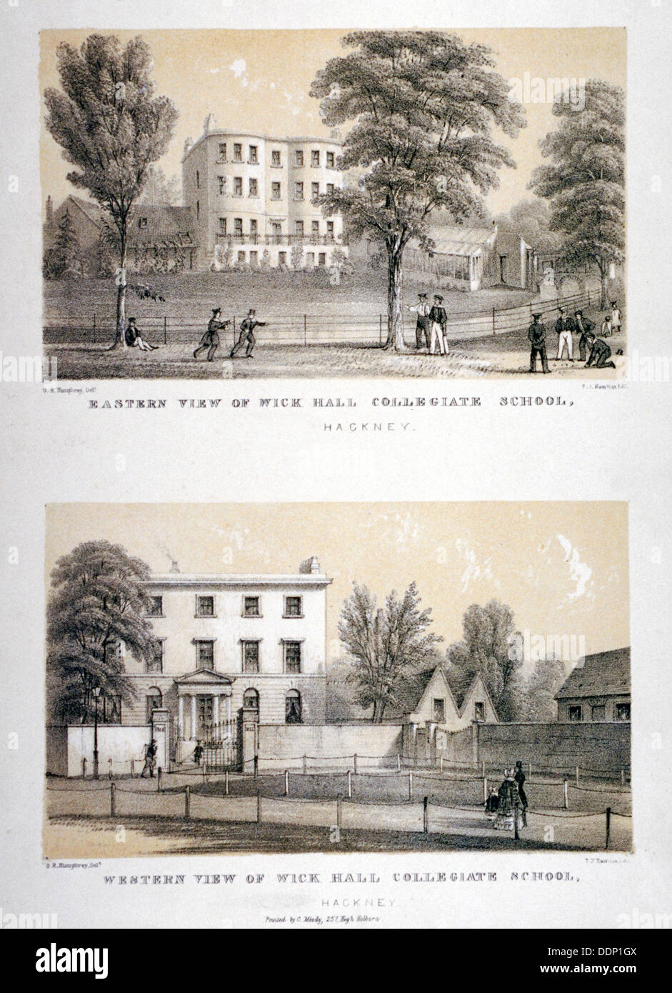 Two views of Wick Hall Collegiate School, Hackney, London, c1830 ...