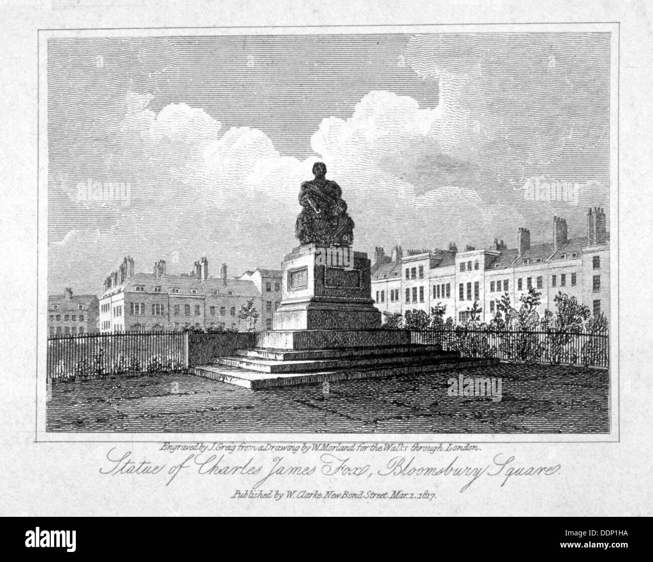 View of the statue of Charles James Fox in Bloomsbury Square ...