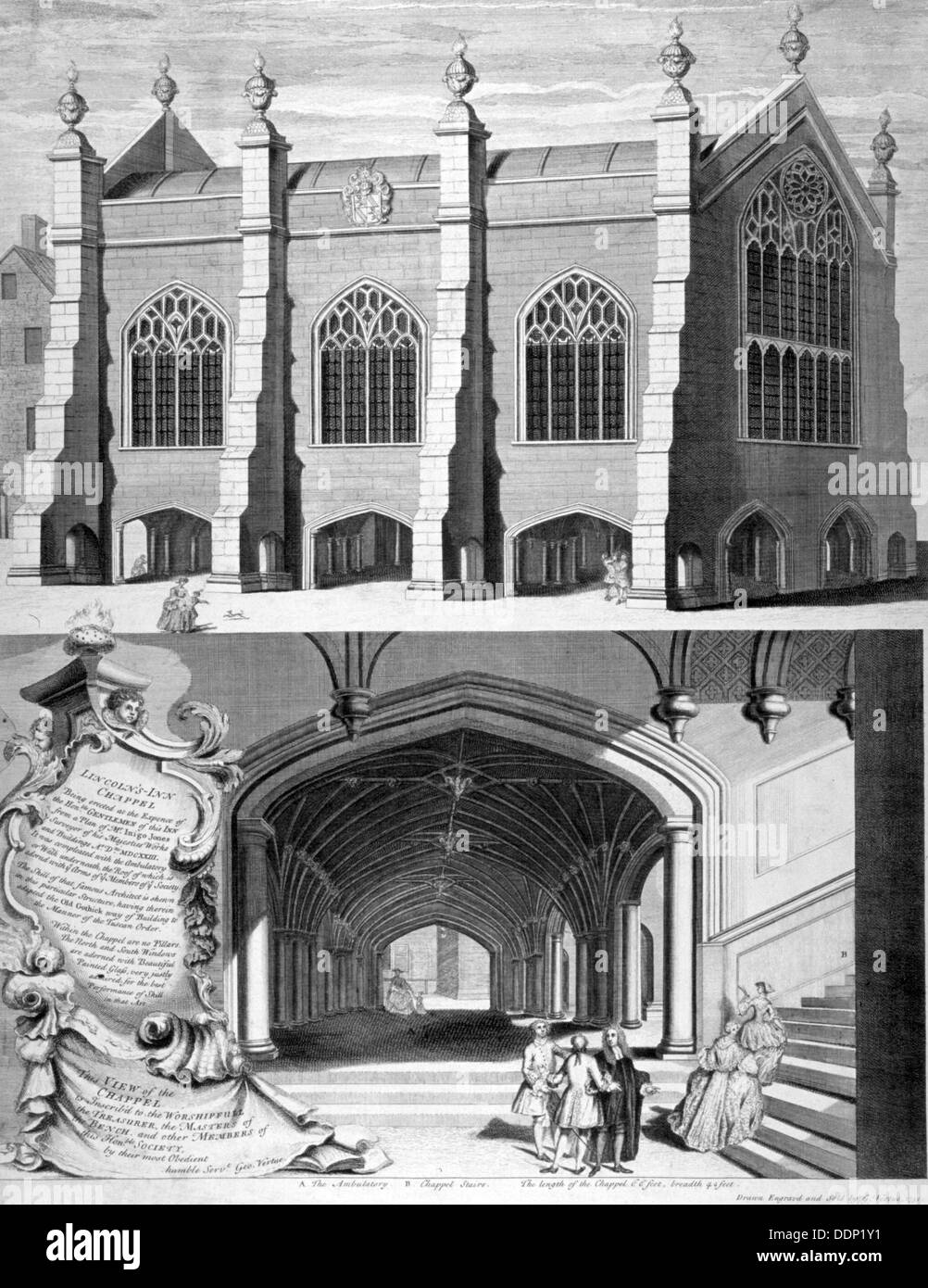 Lincoln's Inn Chapel, Holborn, London, 1751. Artist: George Vertue ...