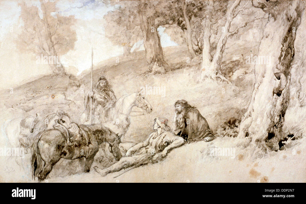 'Warriors Resting', 19th century. Artist: Sir John Gilbert Stock Photo ...