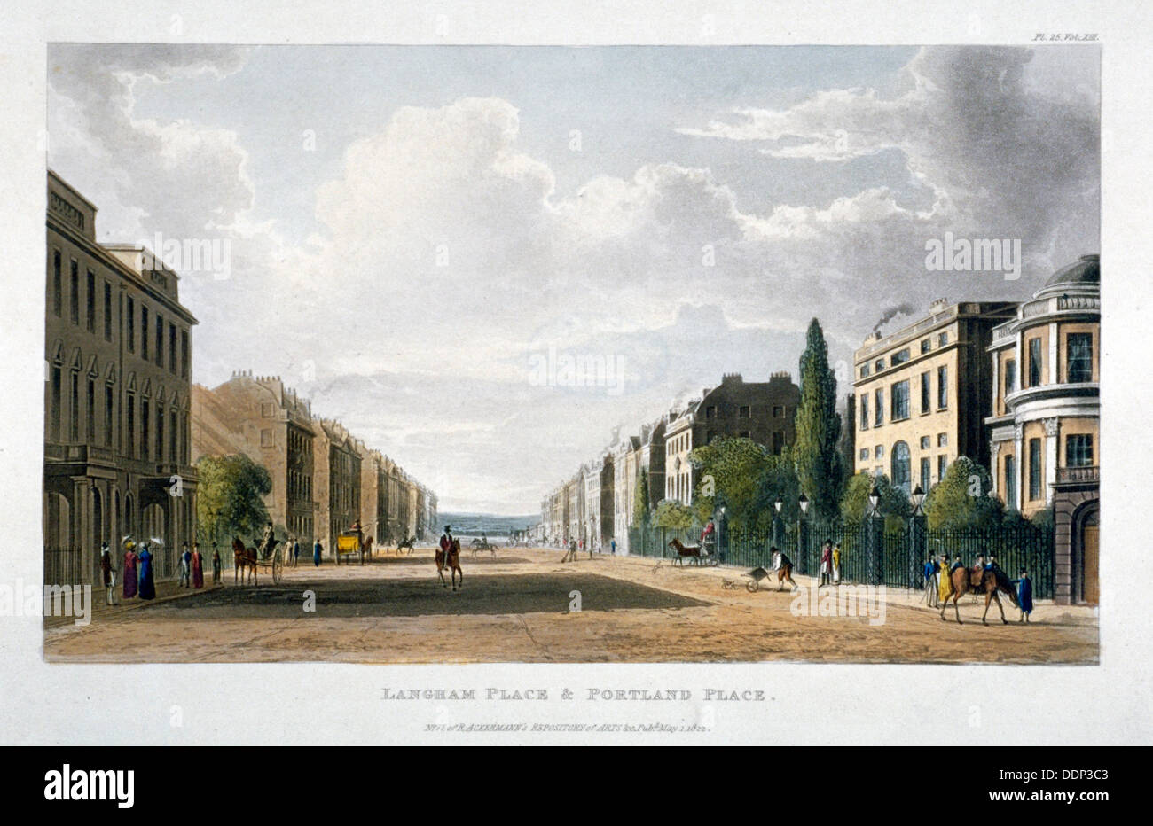 View of Langham Place and Portland Place, Marylebone, London, 1822 ...