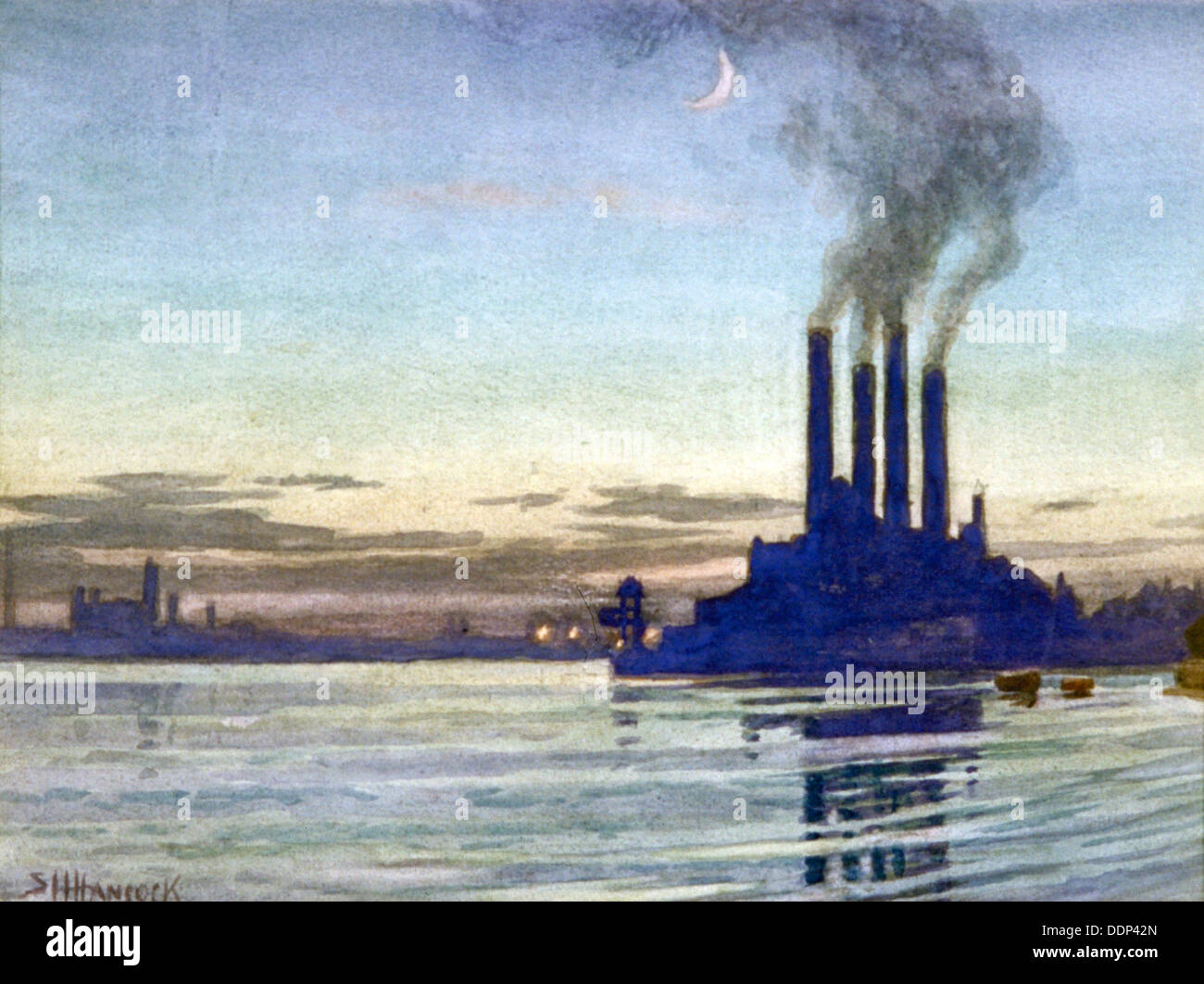 'Lots Road Power Station - Evening', 20th century. Artist: Samuel Harry ...