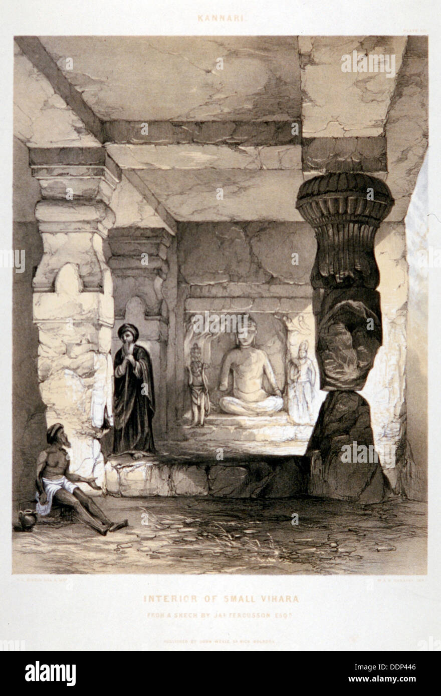 'Kannari, Interior of a Small Vihara', India, 1845. Artist: Thomas ...