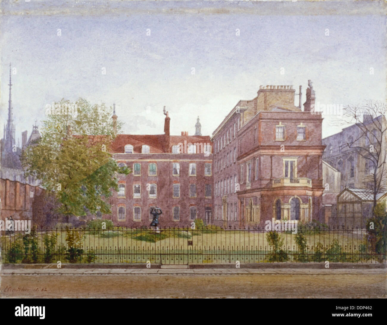 View of Clement's Inn from the north west looking across the gardens ...