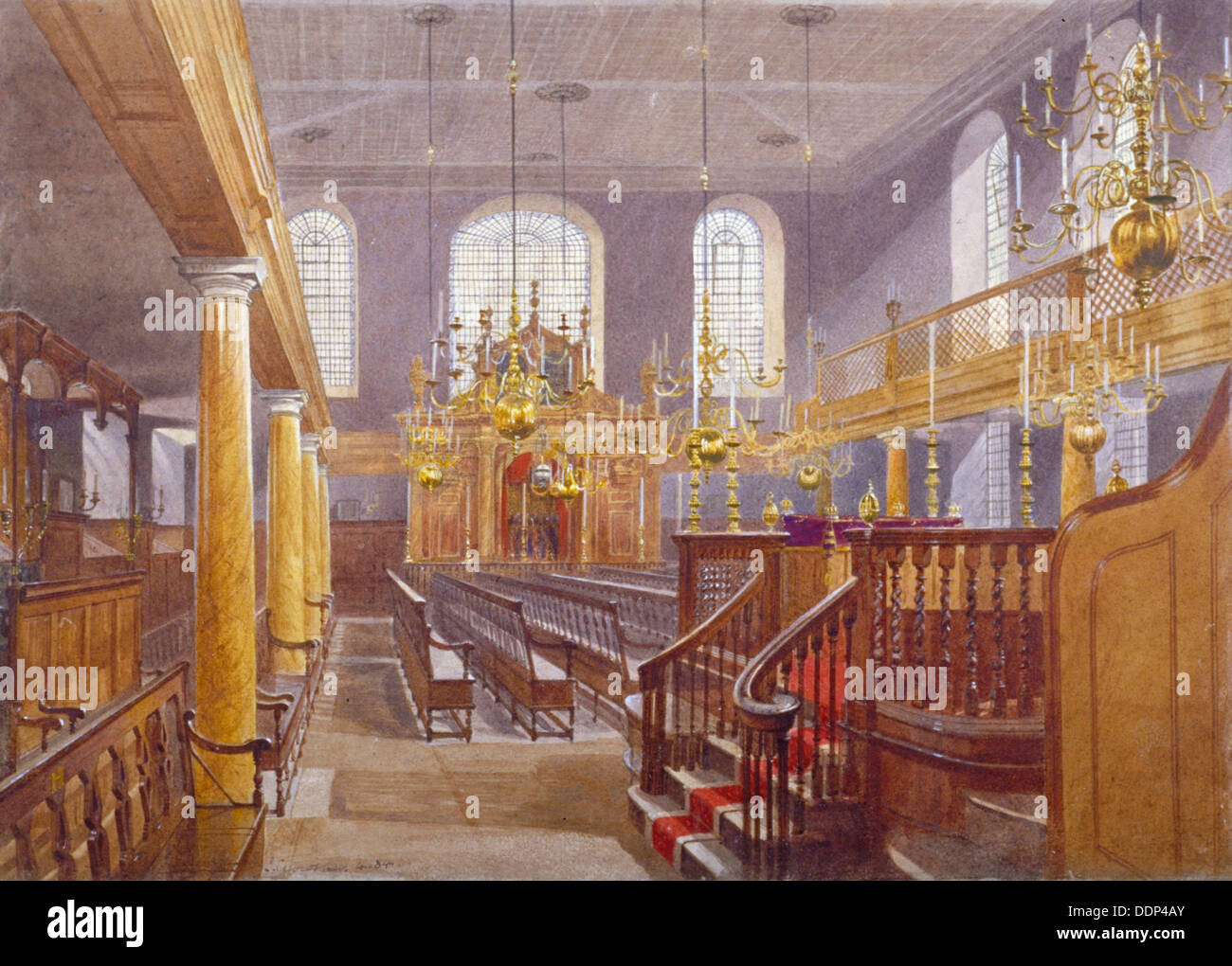 Synagogue, Bevis Marks, City of London, 1884. Artist: John Crowther ...