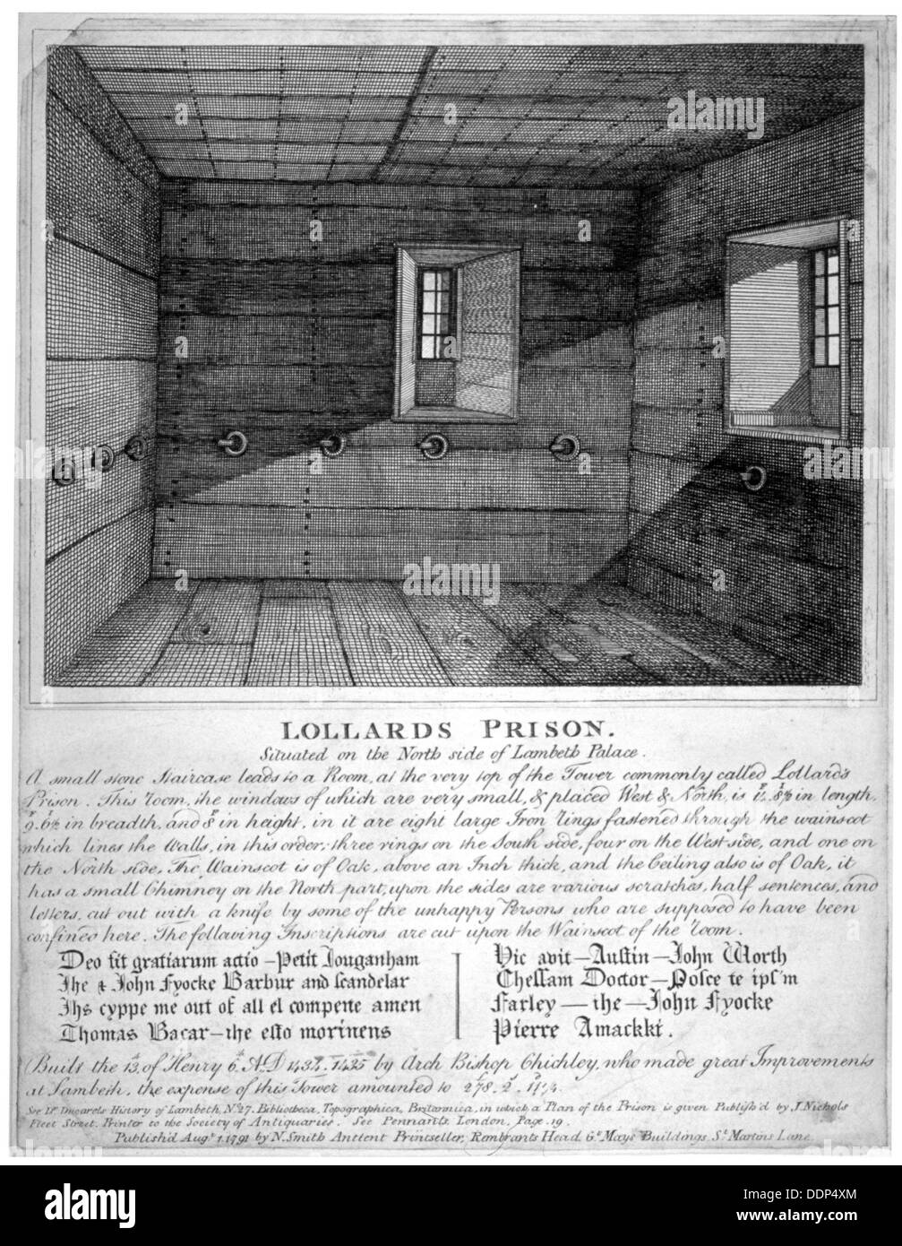 Interior view of Lollards Prison in Lambeth Palace, London, 1791 ...