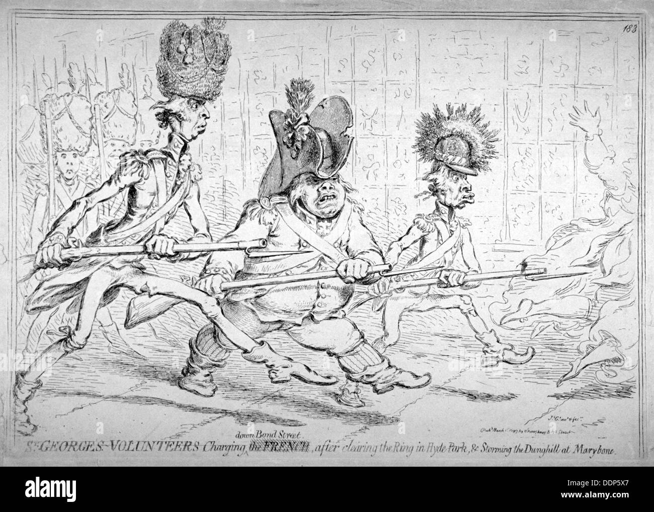 'St George's Volunteers...', 1797. Artist: James Gillray Stock Photo ...