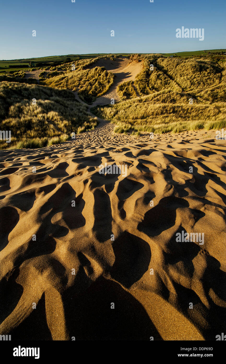 patterns in the sand dunes at Croyde bay on the north Devon coast Stock ...