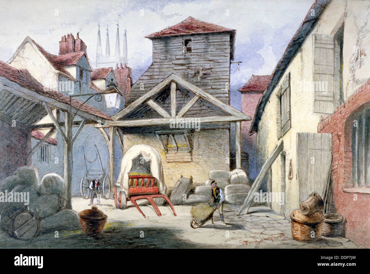 Courtyard of the Rose Inn, Farringdon Street, City of London, 1838 ...