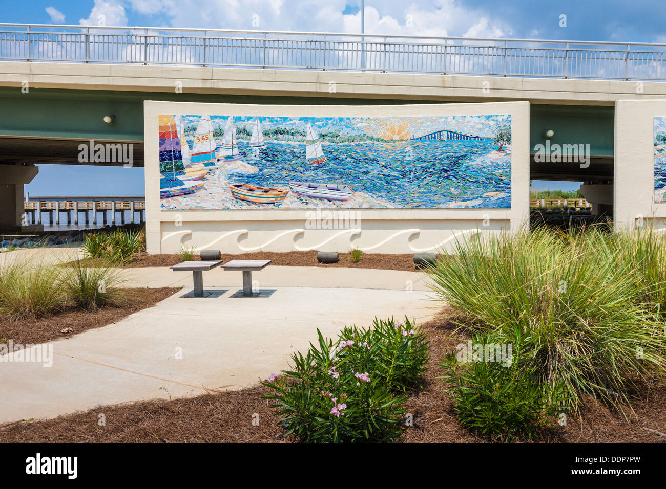 Tile Mosaic artwork by Elizabeth Veglia on the Ocean Springs end of the ...