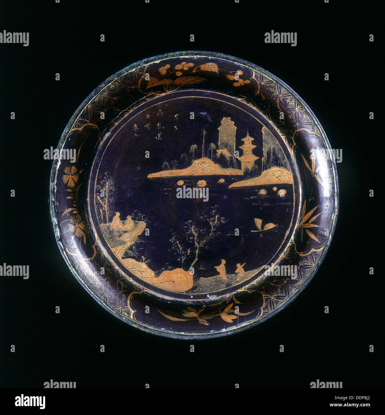 Black lacquer shallow round saucer, Qing dynasty, China, late 18th ...