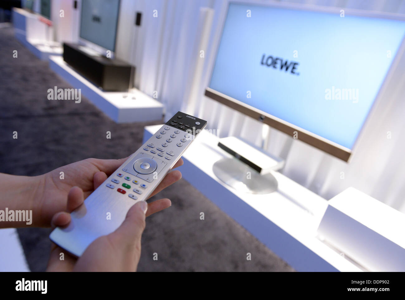 Berlin, Germany. 05th Sep, 2013. Loewe products are on display during a ...