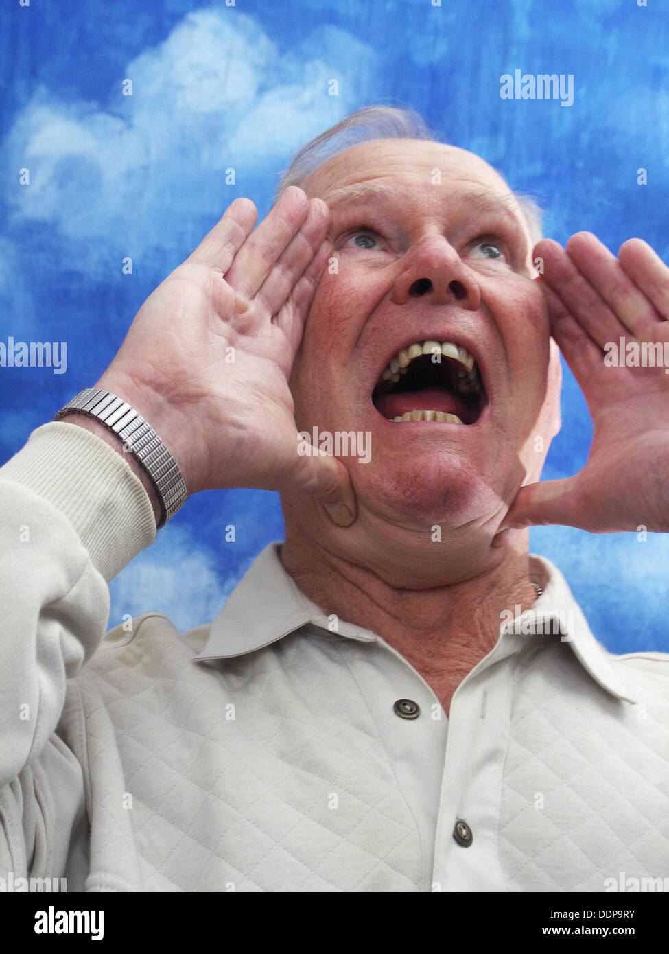 Middle aged man screaming help hi-res stock photography and images - Alamy