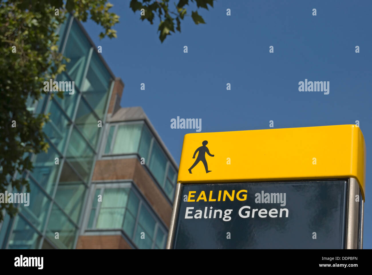 pillar sign with walking man image at ealing green, ealing council ...