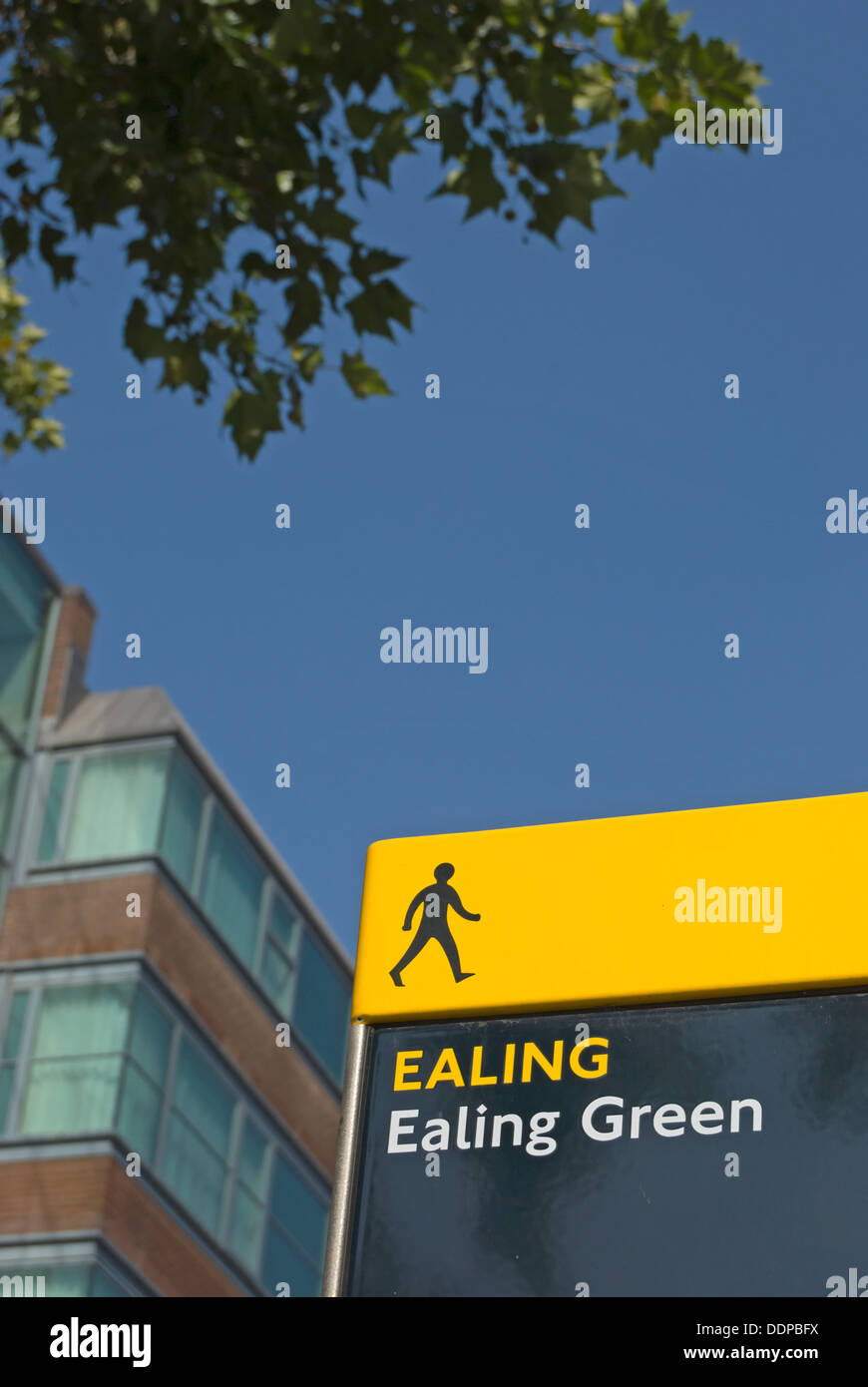 pillar sign with walking man image at ealing green, ealing council ...