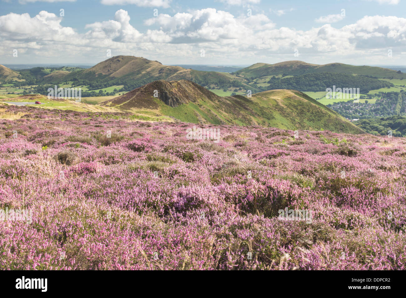 Looking across the Stretton Hills from the Long Mynd and the distant ...