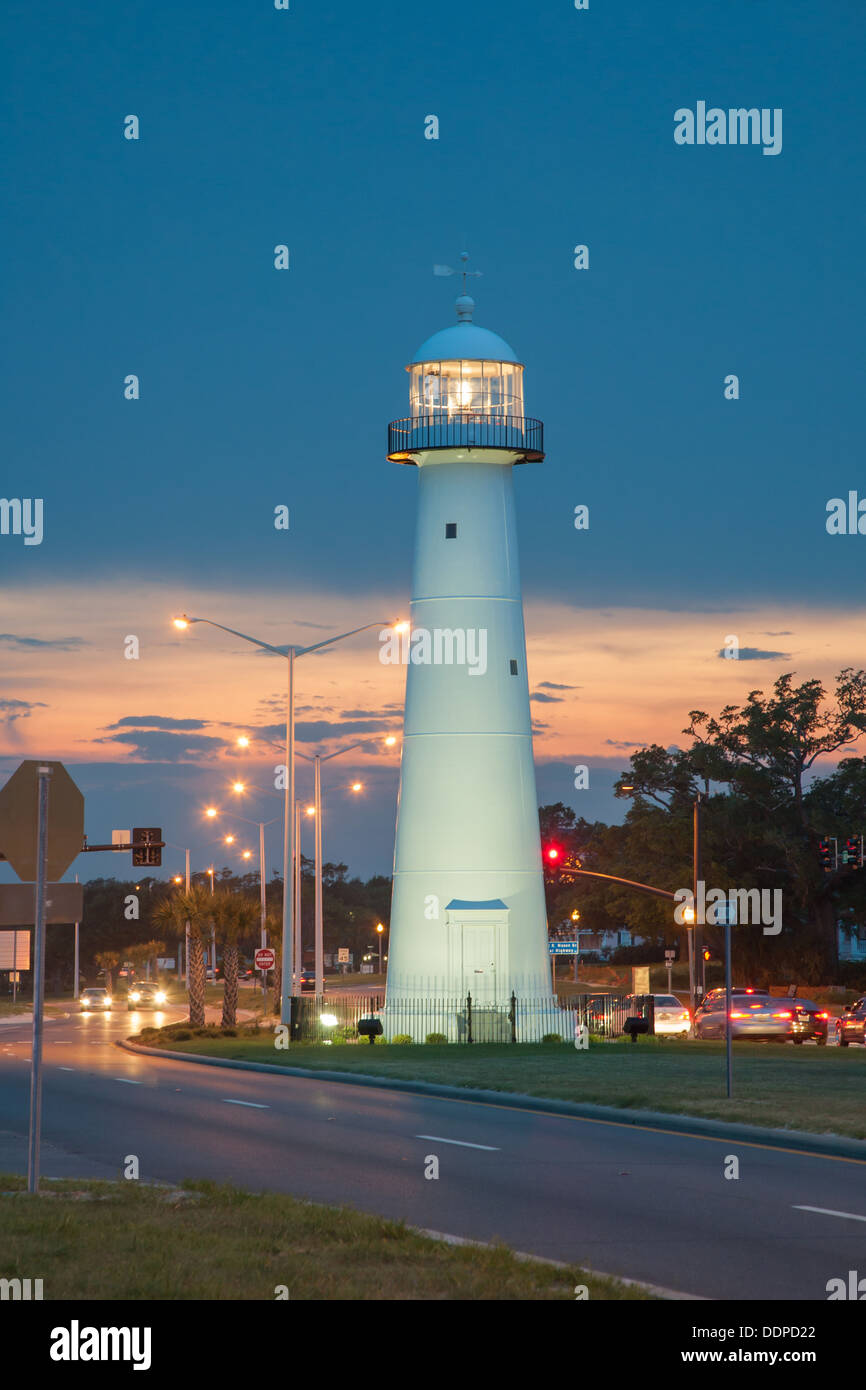 Biloxi Lighthouse on Highway 90 on the Gulf of Mexico in Biloxi ...