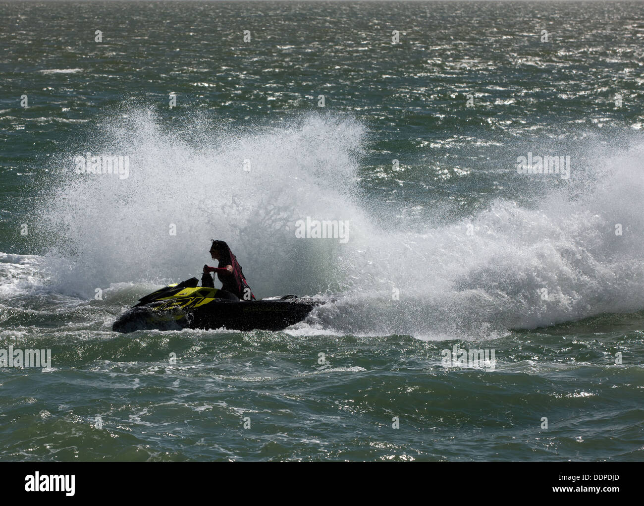 Aysha Rensink performing a dramatic jet ski stunt display on her Sea ...