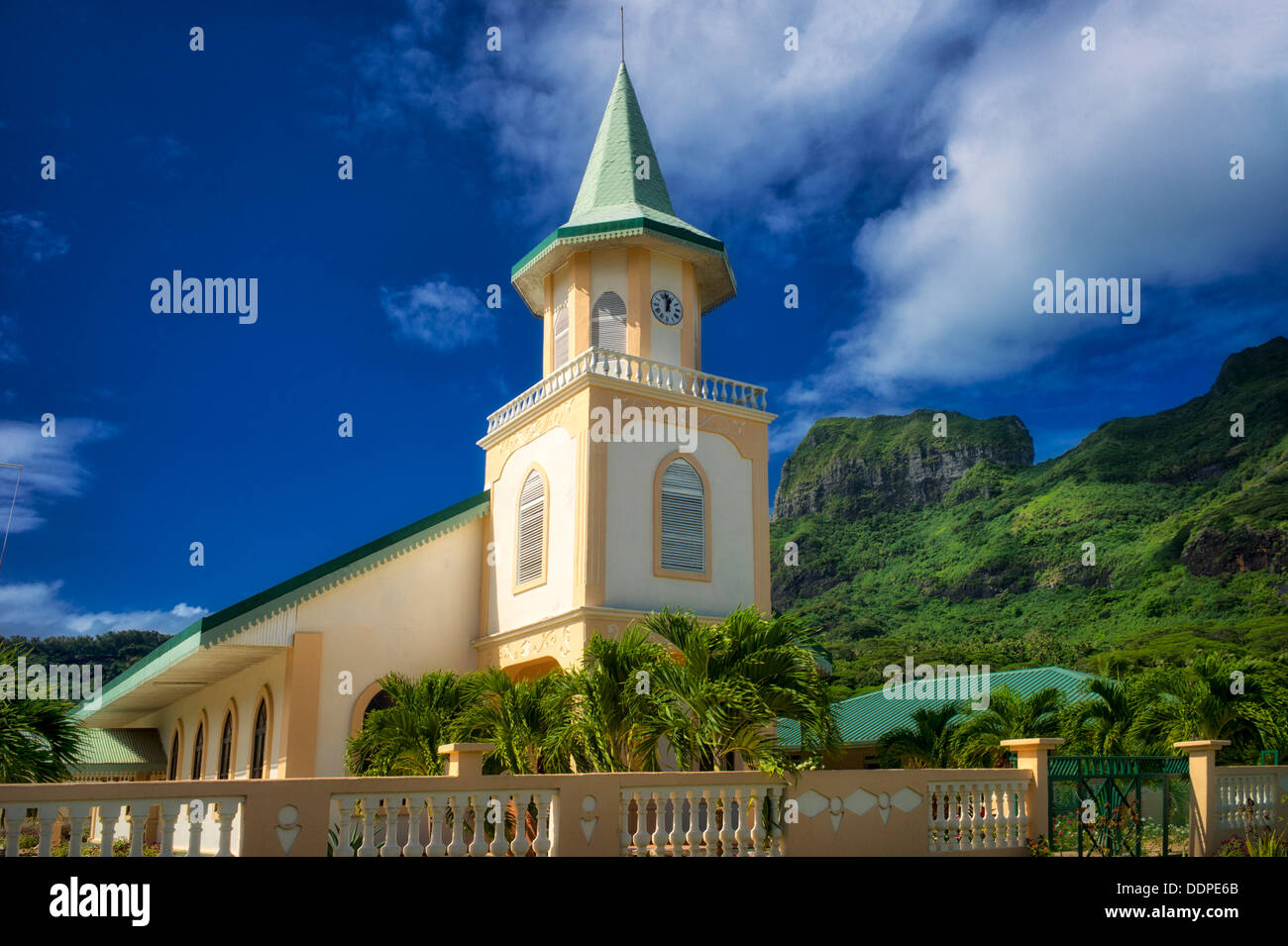 Faanui Protestant Church. Bora Bora. French Polynesia Stock Photo - Alamy