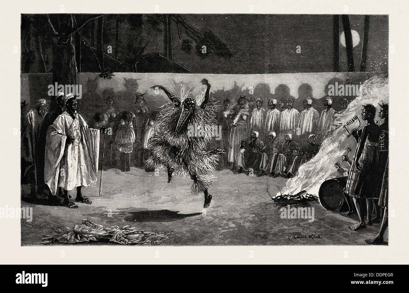 THE DEVIL'S DANCE, THE WEST COAST OF AFRICA, engraving 1890 Stock Photo ...